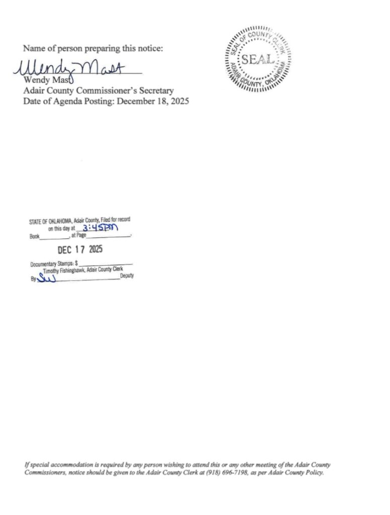 Agenda Dec. 22, 2025 – Adair County Courthouse